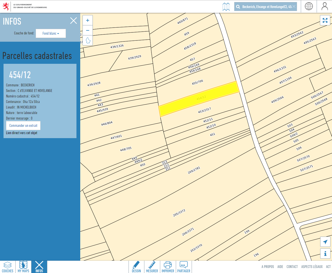 Géoportail - Trouver une parcelle cadastrale